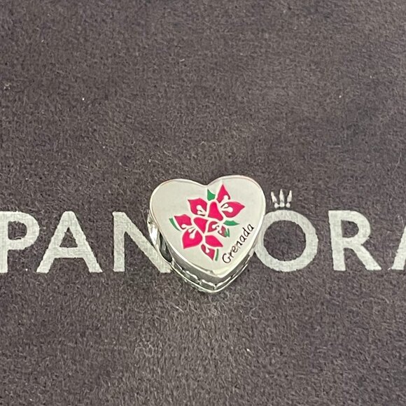 Pandora | Jewelry | Pandora Grenada Bougainvillea Heart Bead Charm ...